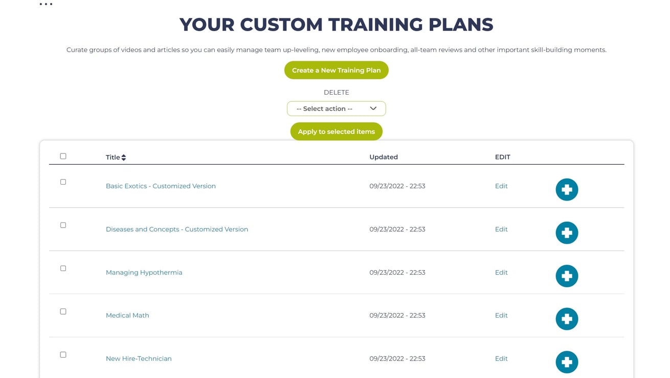 How do I create and assign a Training Plan on atDove? - Admin Guide